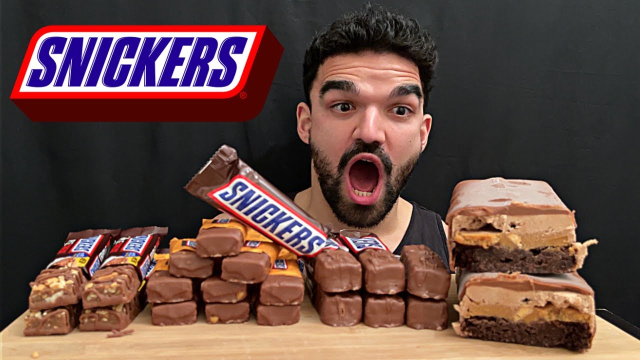 ASMR MUKBANG CHOCOLATE SNICKER PARTY SNICKER ICE CREAM SNICKER PEANUT ...