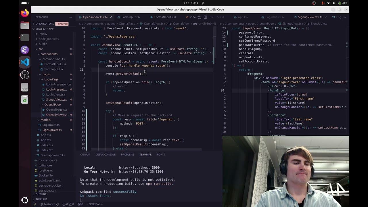 Building an OpenAI client with a front-end in React/TypeScript and a back-end in Golang - YouTube