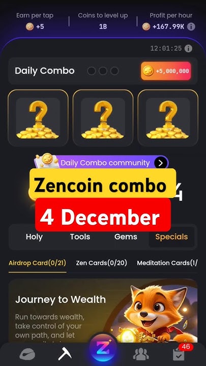 Zencoin today combo cards | 4 December zencoin daily combo cards | today combo zencoin | zencoin ...