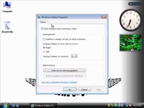 Remove Windows Sidebar from Windows Vista - LearnNGo - YouTube