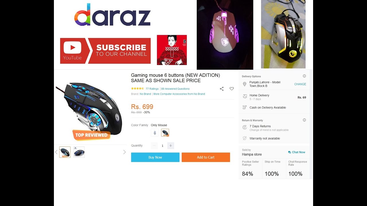 Gaming mouse 6 buttons DARAZ Reviews ! - YouTube