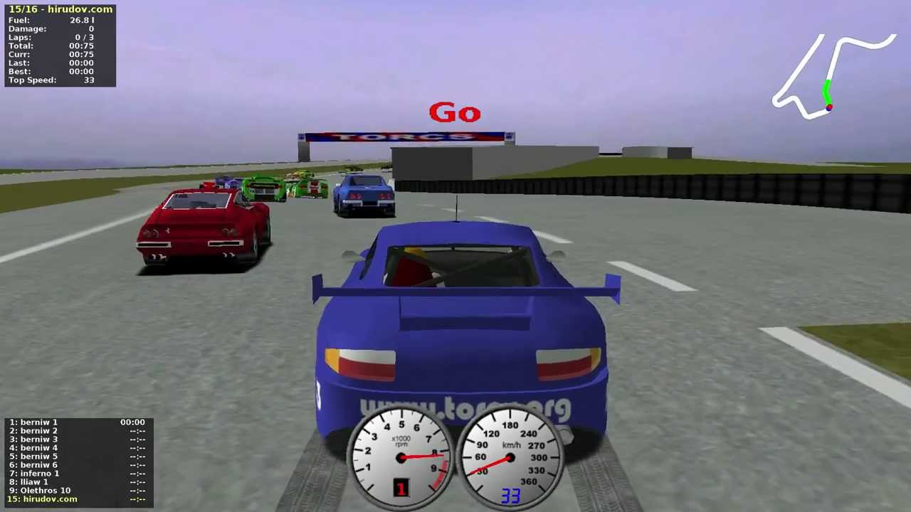 TORCS gameplay Car2-Trb1 versus all on Road Tracks - Country Club - YouTube
