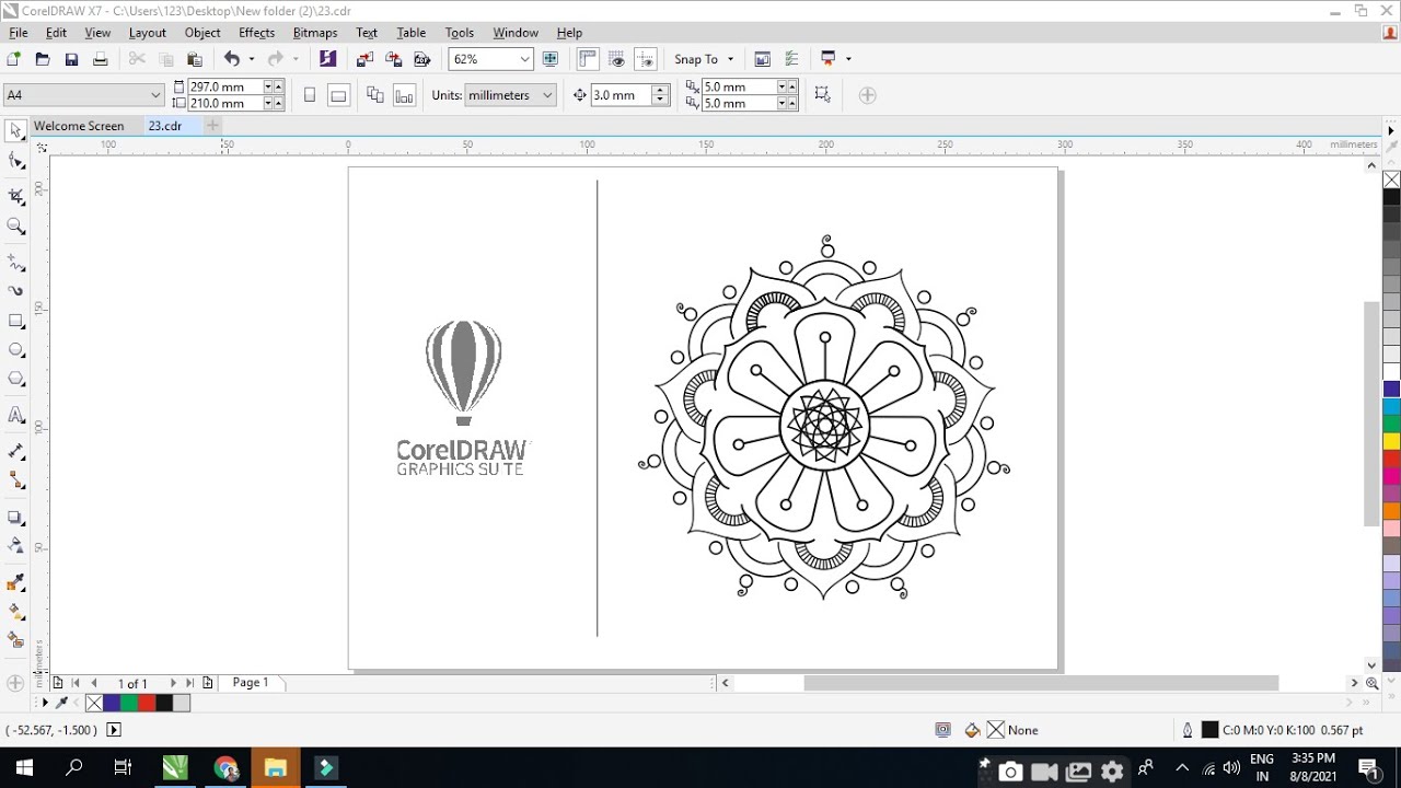 How to Make Line art Mandala Make in CorelDraw x7 | Rangoli design kese ...