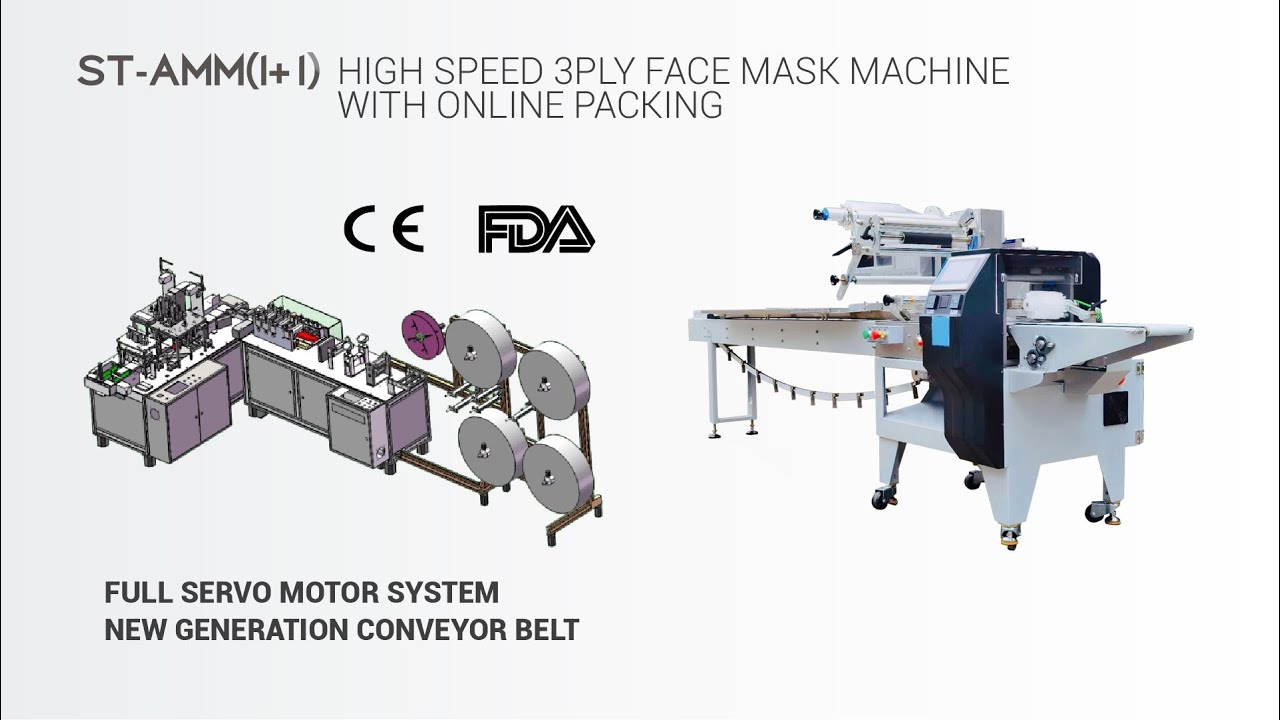 Suntech High Speed 3-ply Surgical Mask Machine with Online Packing ...