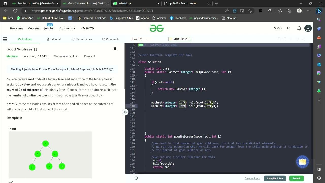 Good Subtrees || GFG POTD || 5 May 2023 #gfg #gfgpotd #coding #consistency - YouTube