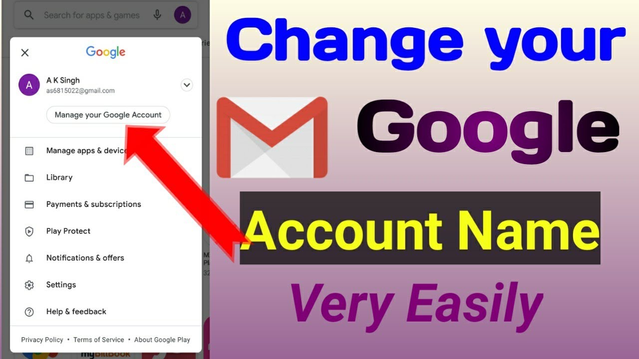 how to change gmail id name |change your google account name - YouTube