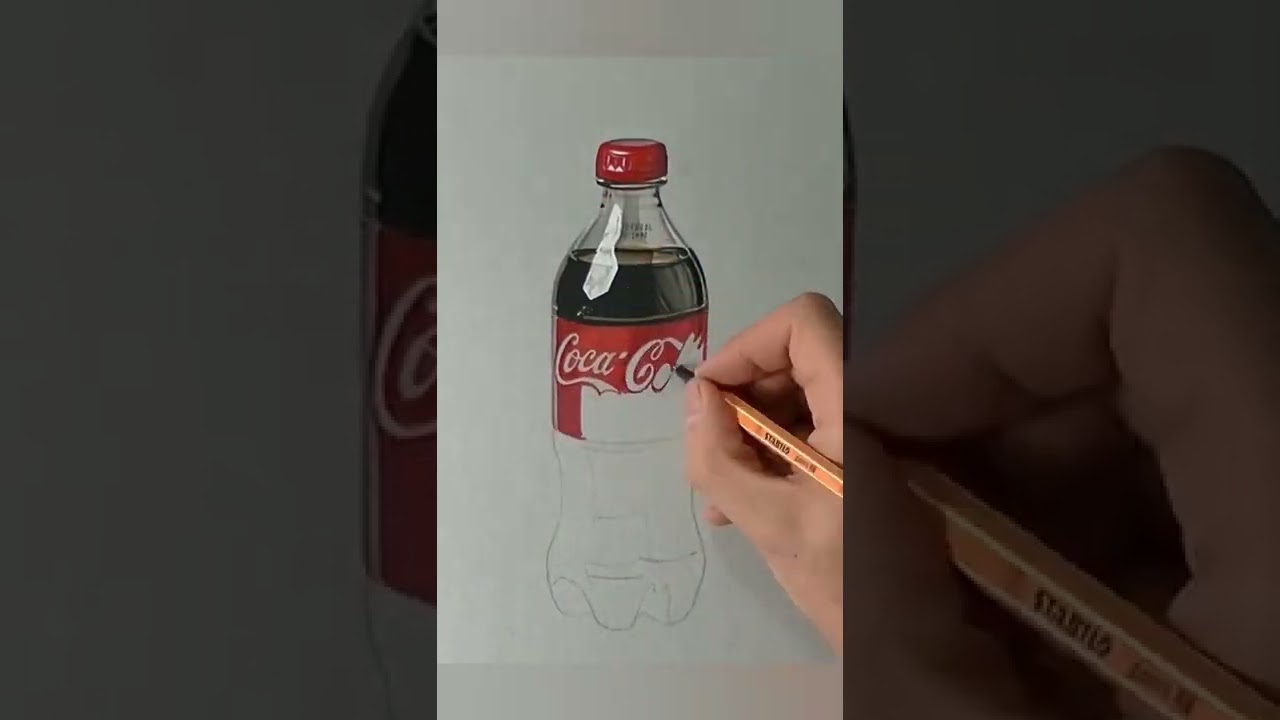 how to draw Coca-Cola realistic painting watercolor pencil step by step ...