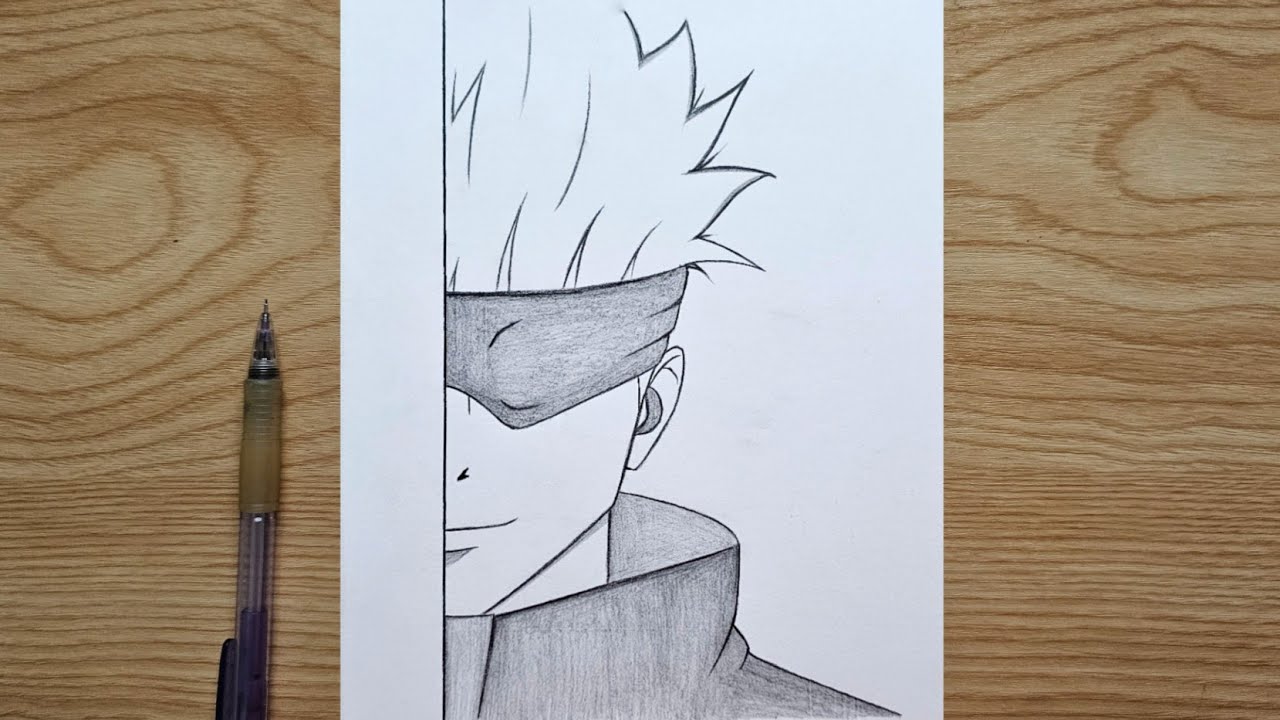 Easy Gojo drawing | How to draw Gojo Satoru step by step | Easy anime ...