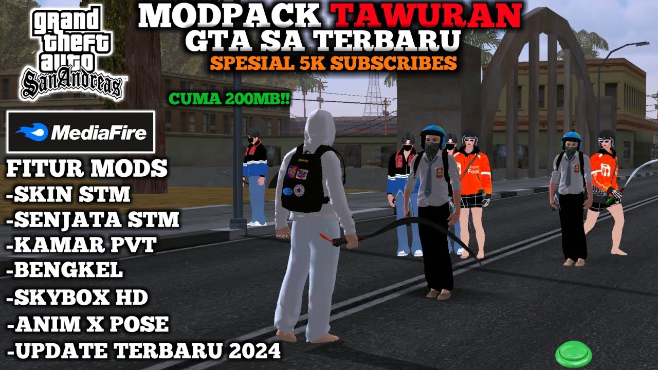 SHARE‼️MODPACK GTA SA LITE MOD TAWURAN V8 BANYAK SKIN STM CUMA 200MB ...