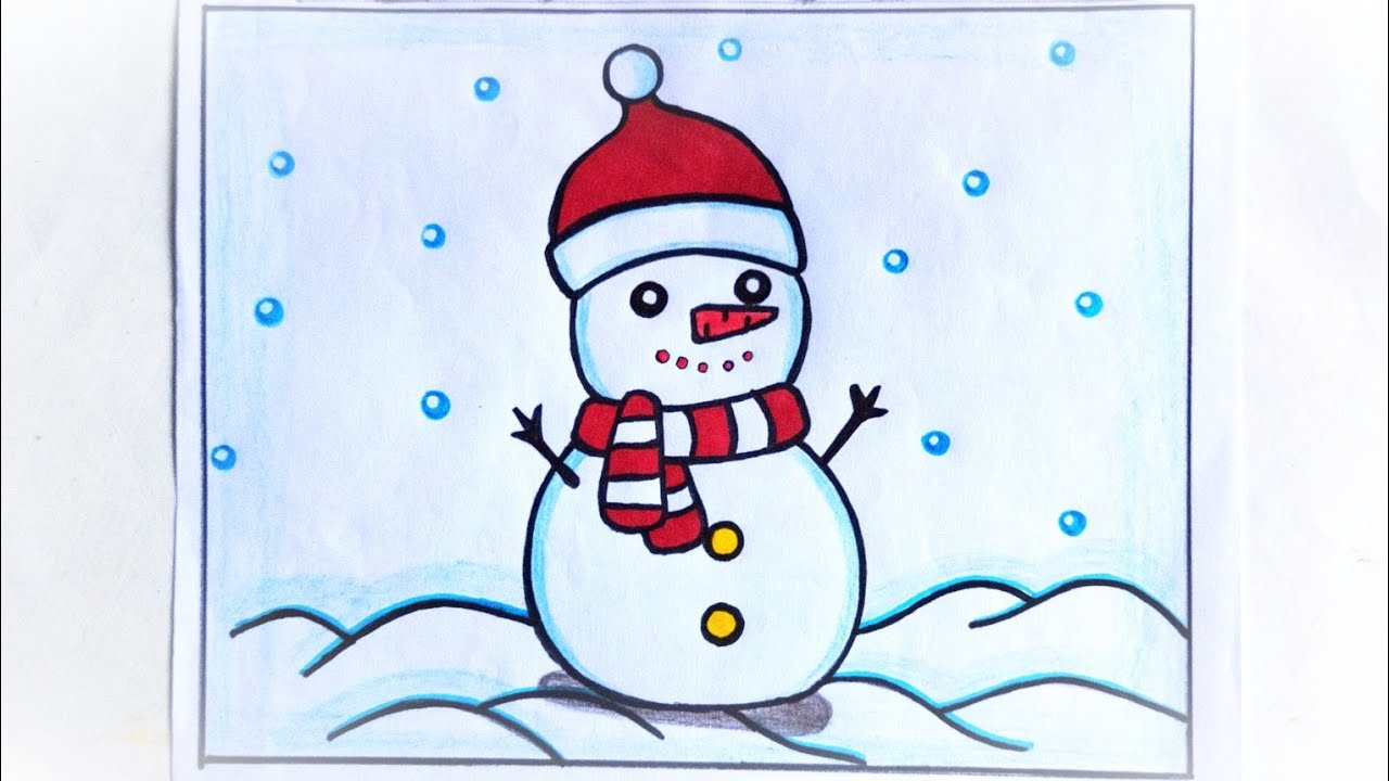 How to Draw a Snowman⛄ Easy|| Winter season Drawing step by step #snow ...
