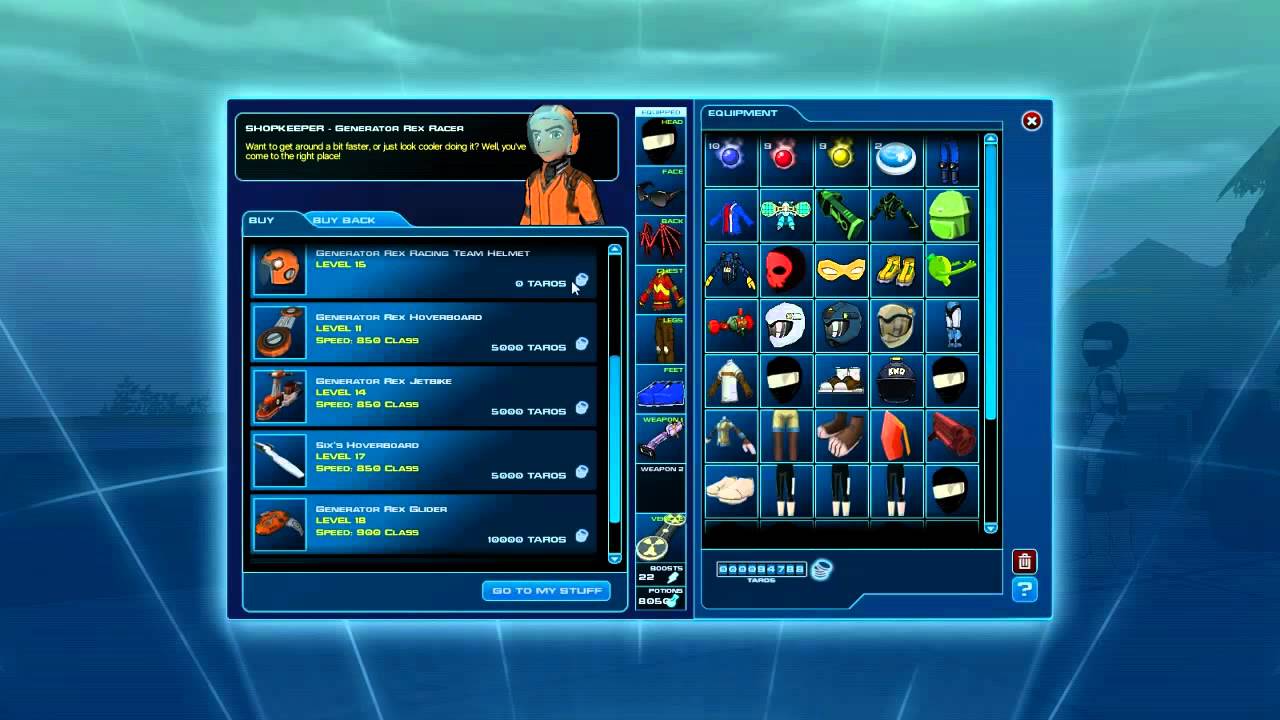 FusionFall:Generator Rex Racing Team Shop - YouTube