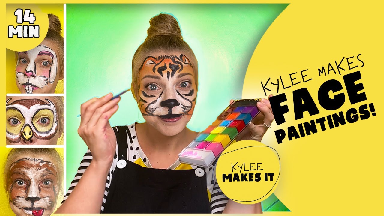 Kylee Makes Face Paintings | Easy Animal Face Paintings for Kids! Art ...
