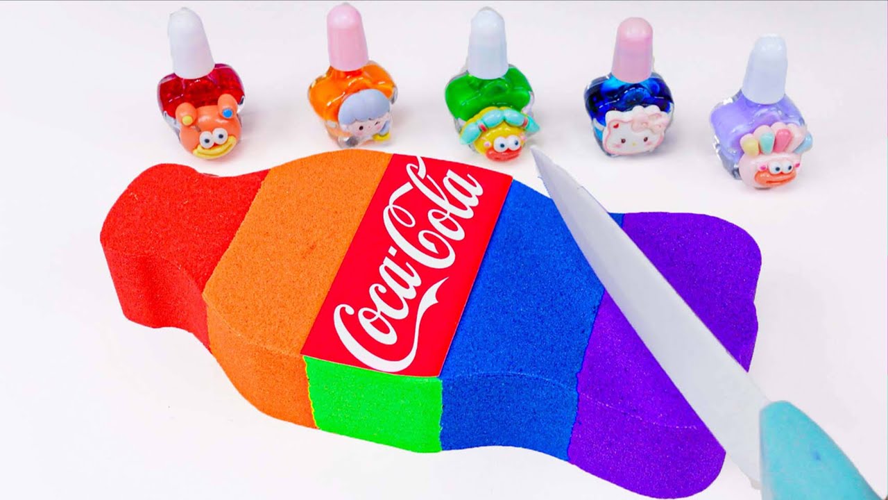 Satisfying Video | Kinetic Sand LIPS Cake | COCA COLA Collection 💛💚🤍🧡 💙 ...