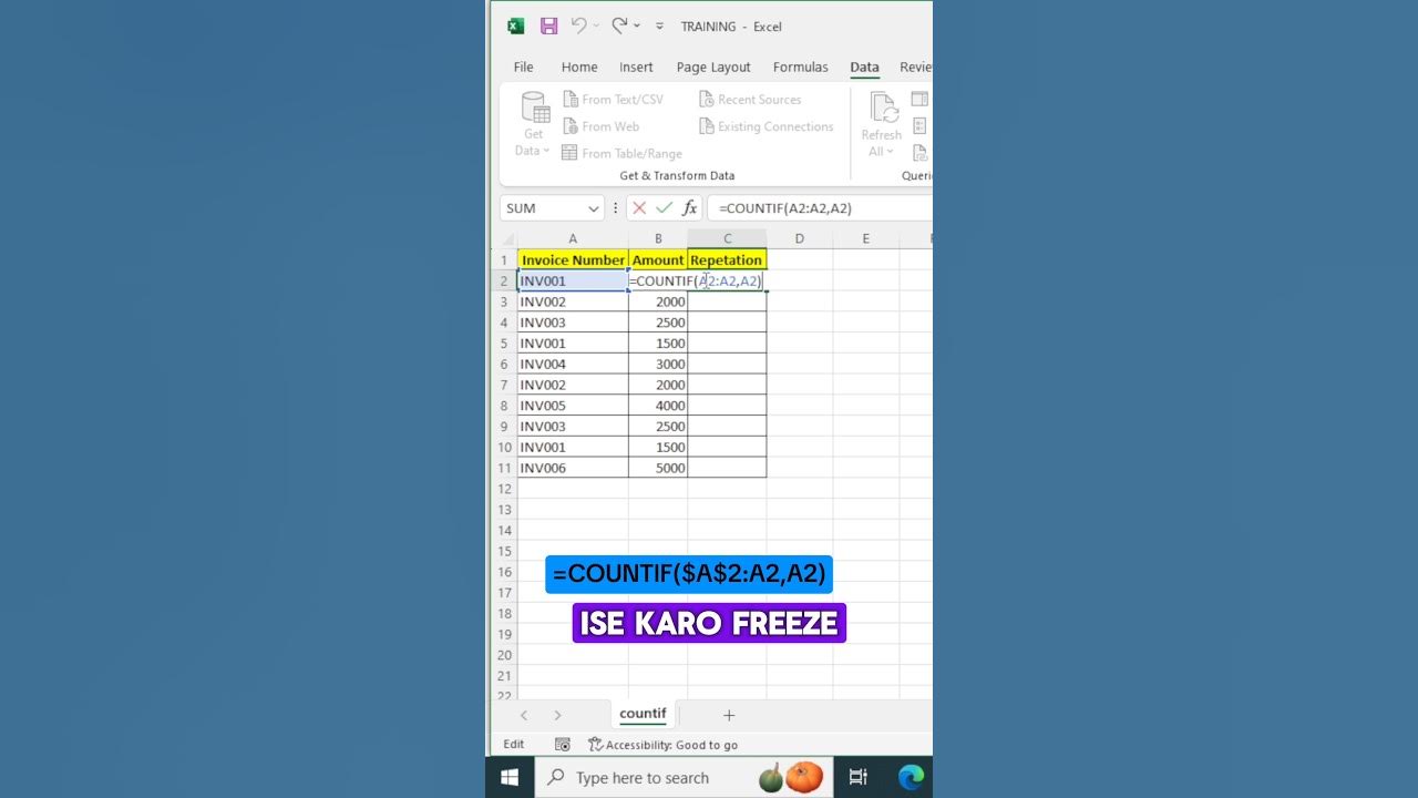 Countif Function Differently | Repetition count | Advance Excel | Excel Tips & Tricks #shorts ...