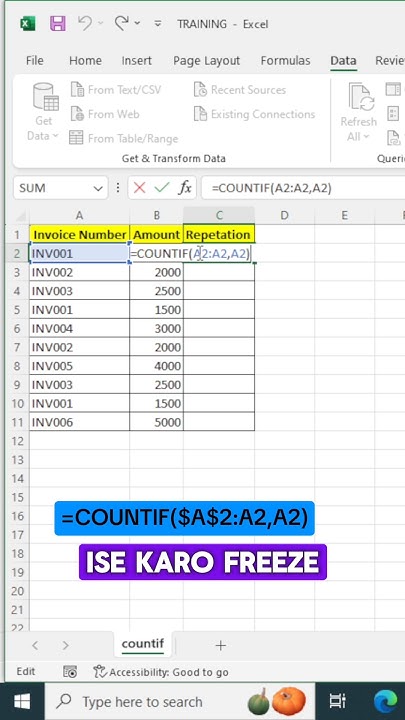 Countif Function Differently | Repetition count | Advance Excel | Excel Tips & Tricks #shorts ...