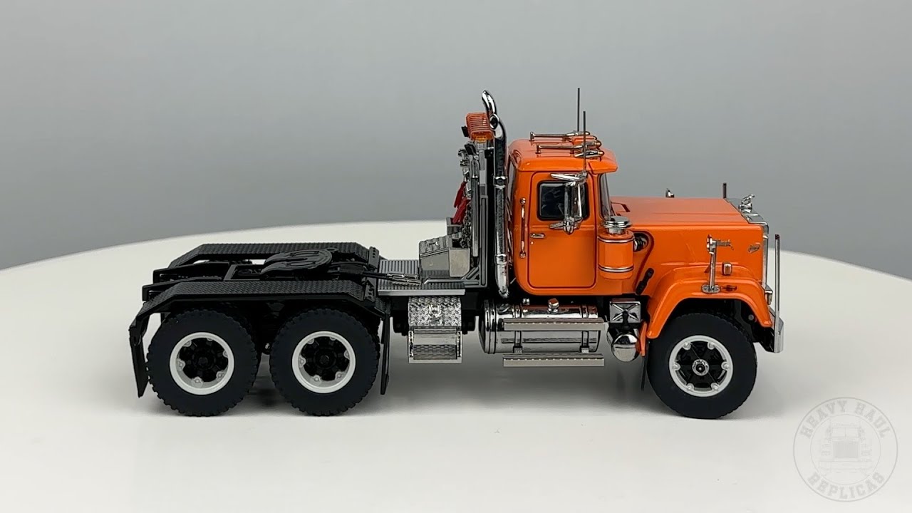 360 view of the Orange over Black Heavy Spec Mack Superliner Tandem ...