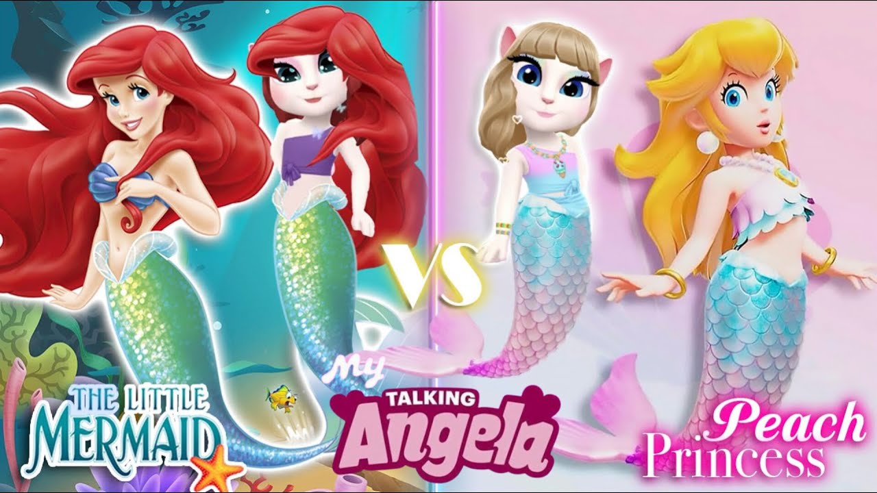 Talking Angela 2 | Ariel Litte mermaid vs peac mermaid | cosplay - YouTube