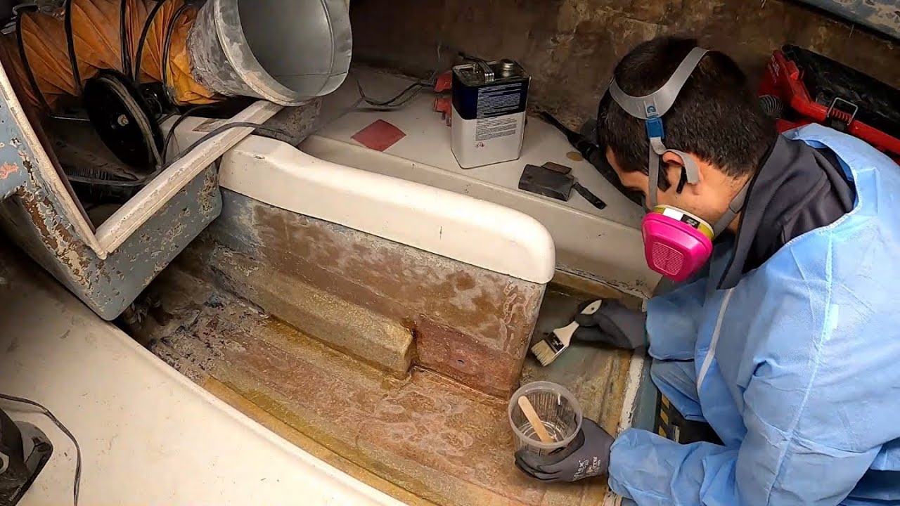 Project Seahorse: E4 Reinforcing Cabin Sole & Centerboard Trunk - YouTube