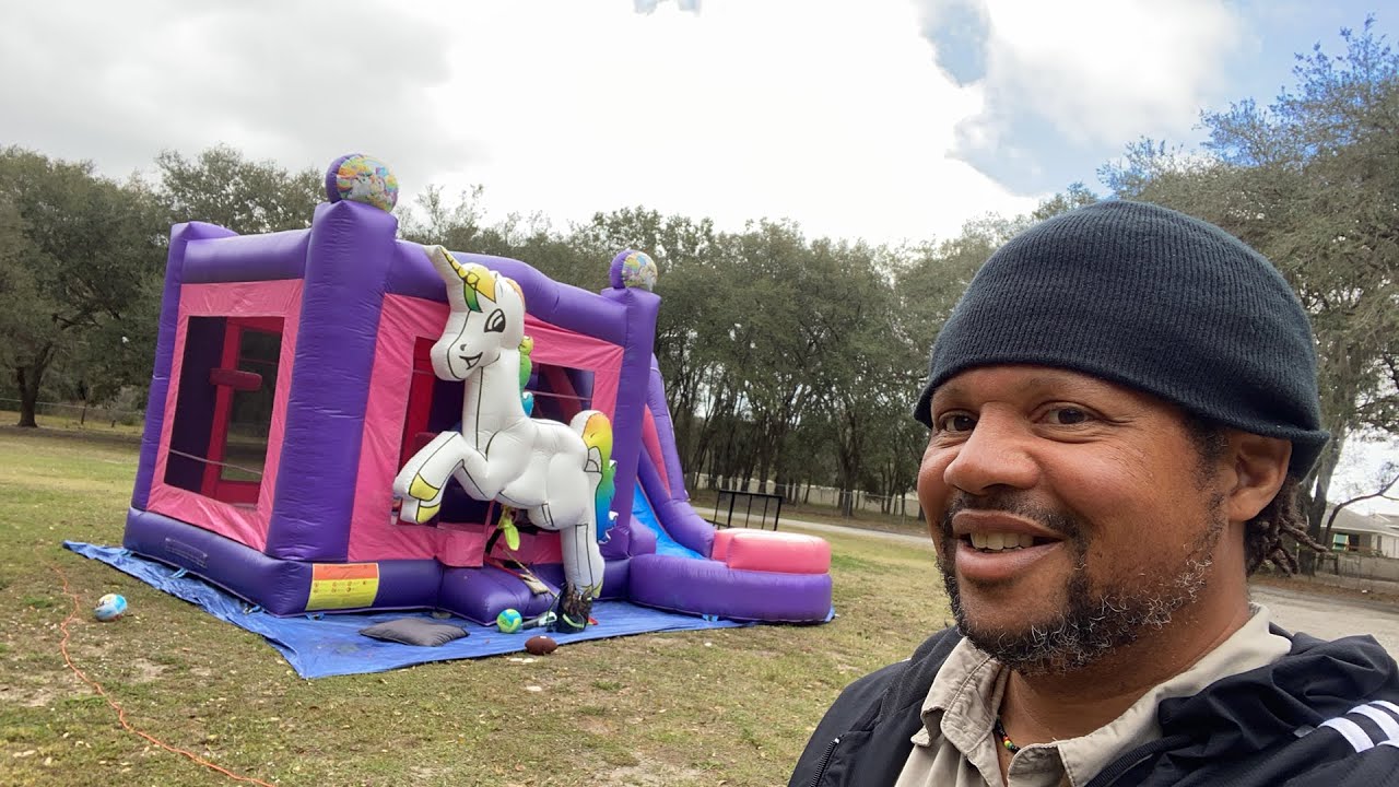 Unicorn bounce house roll up - YouTube