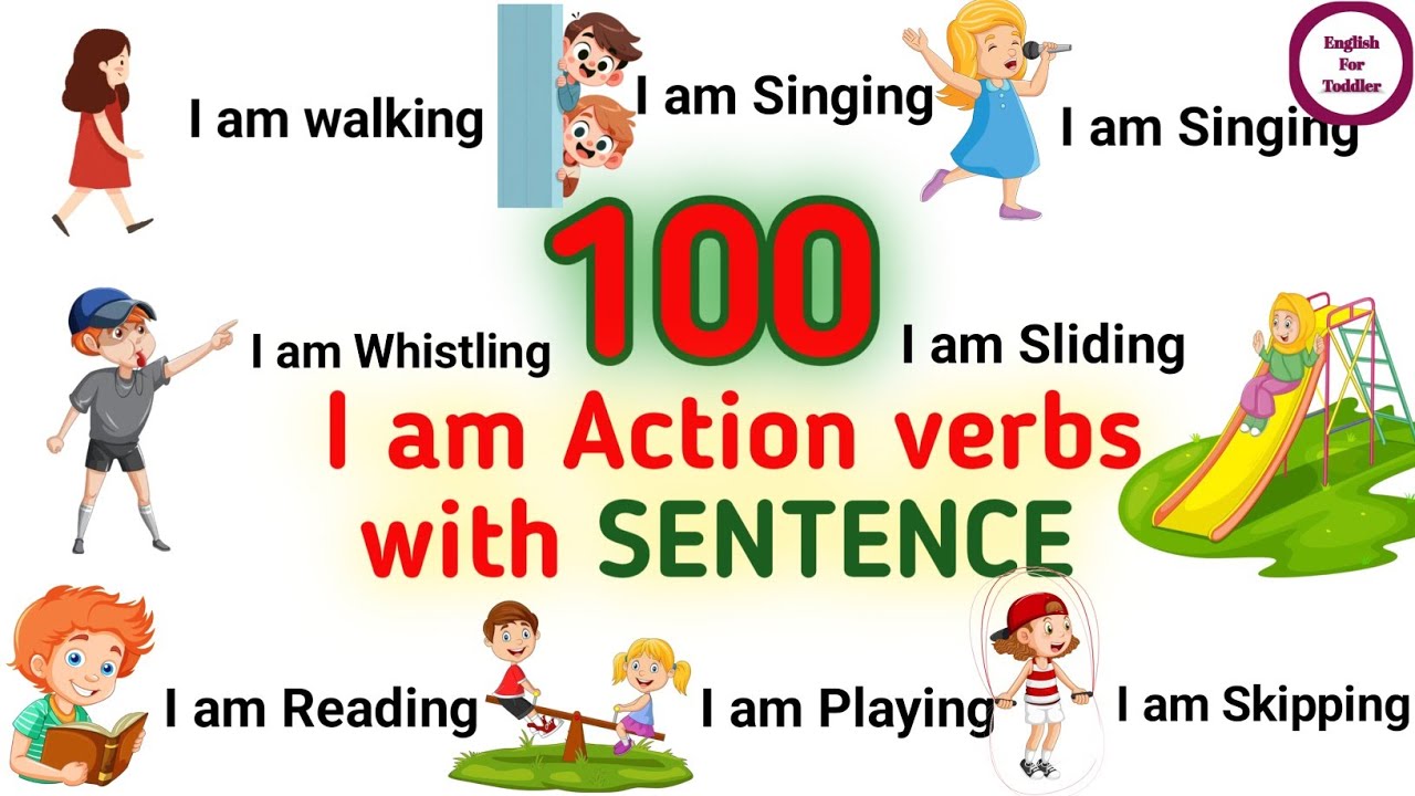 100 Action verbs with Sentences || First words for babies #education # ...