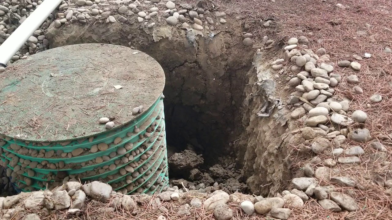 Directional drilling for sump pump line. - YouTube