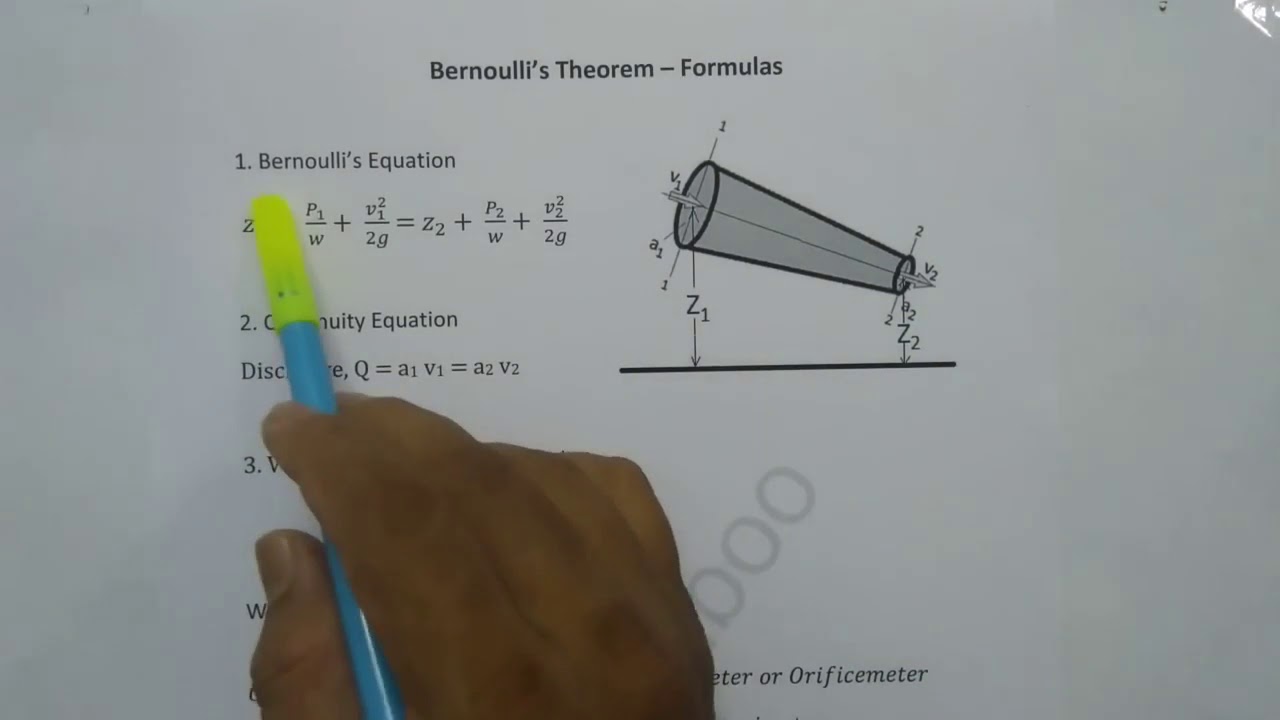 Bernoulli's theorem formulas - YouTube