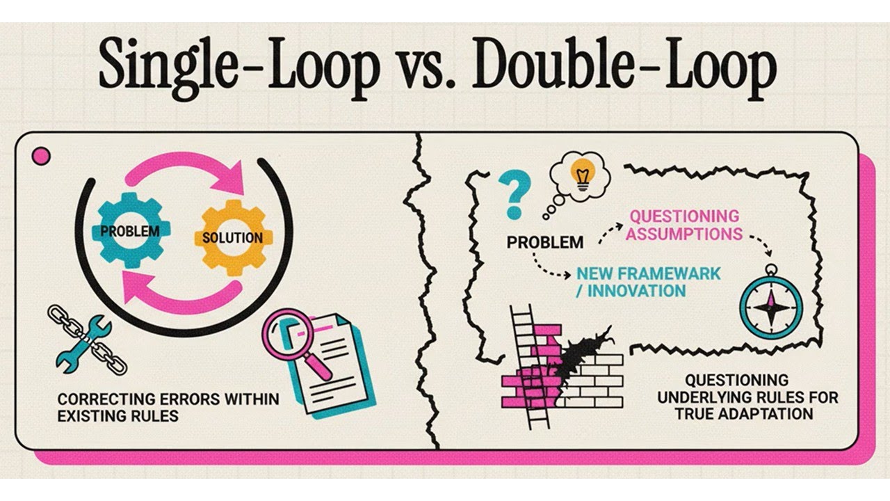 Chris Argyris' theory of single-loop vs. double-loop thinking - YouTube