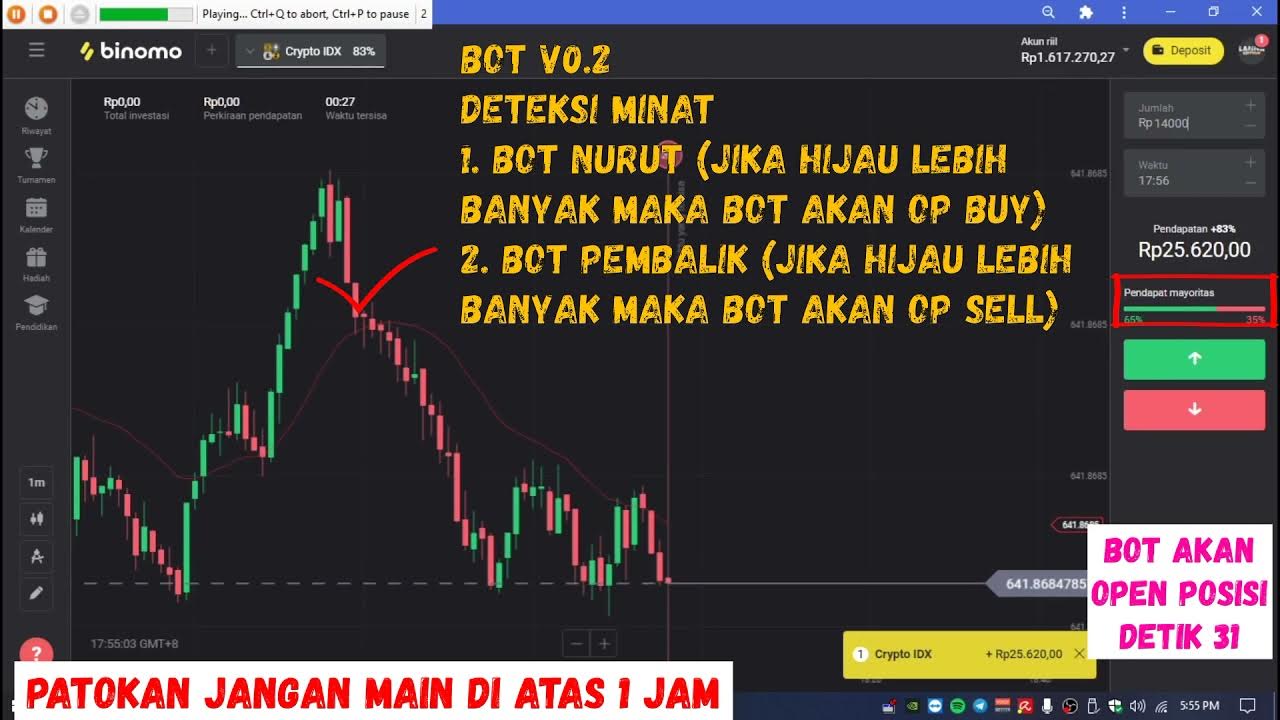 HARI KE 4 DARI MODAL 600K, TARGET 300K SEHARI! PAKE BOT AUTO BOT TRADE ...