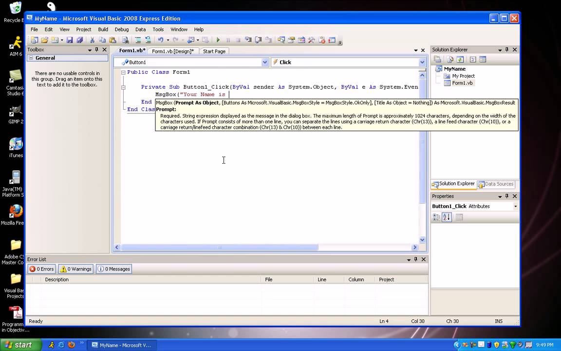 Visual Basic: User Input Name - YouTube