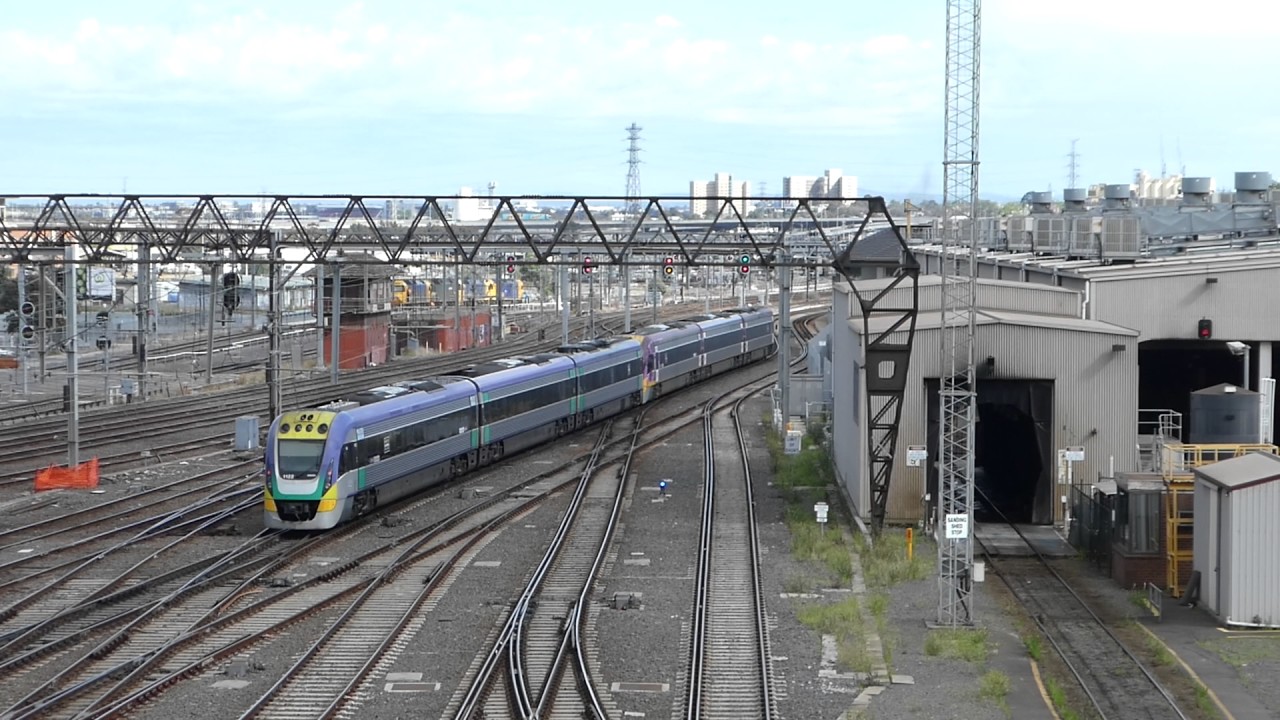 A 6 carriage V line velocity train heading for the regional rail link ...