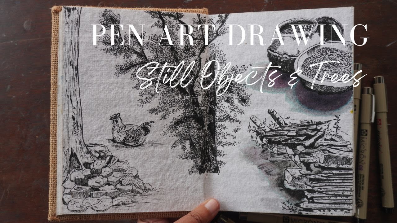Pen Art Still Object|Childhood Memories|Relaxing Process|Art using only ...
