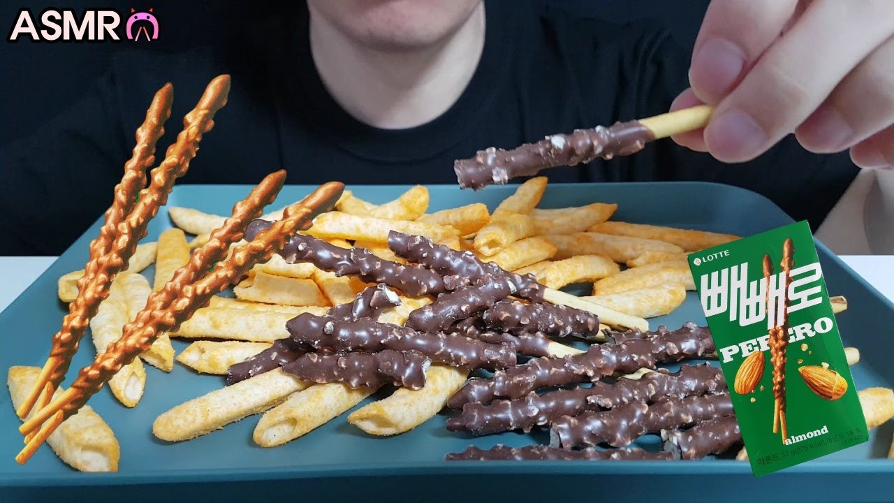PEPERO AMOND, 아몬드 빼빼로 먹방, ASMR MUKBANG, EATING SOUNDS - YouTube