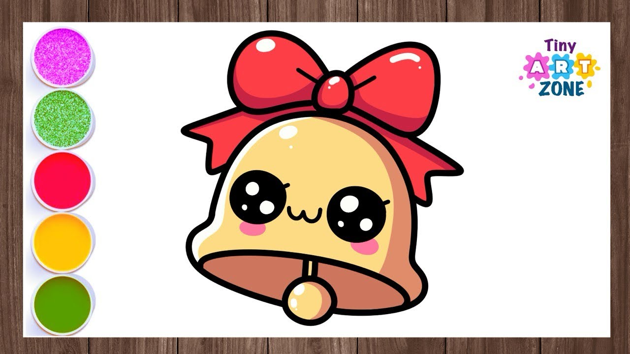 How to Draw a Cute Christmas Bell Easy for kids | Cute Bell drawing ...