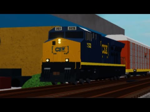 CSX 3333 Leads Autorack with Mid DPU & Meets 2 CSX SD40-3S in Ro-Scale ...