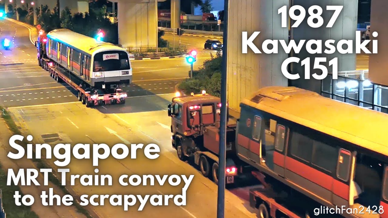 Old Train Convoy Transport to Scrapyard | Set 052, 1987 SMRT Kawasaki ...