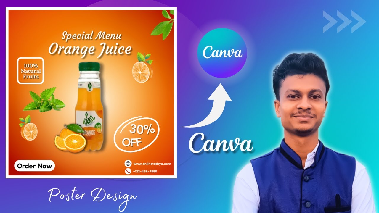 Graphic Design Tutorials for Beginners 2024 | Juice Poster Design in ...