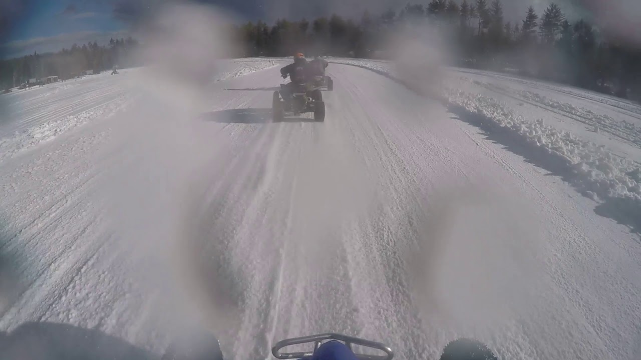 ATV ice racing Baldwin Maine. - YouTube