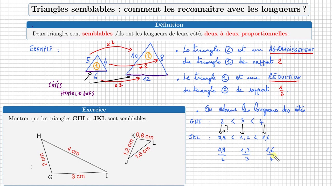 Triangle semblable • comprendre la définition & savoir les reconnaître ...