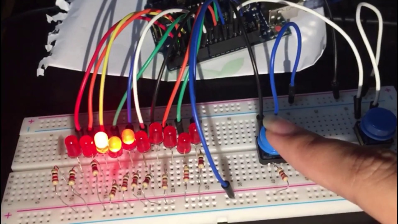 Embedded System Push button + LED + calculation and Running light - YouTube