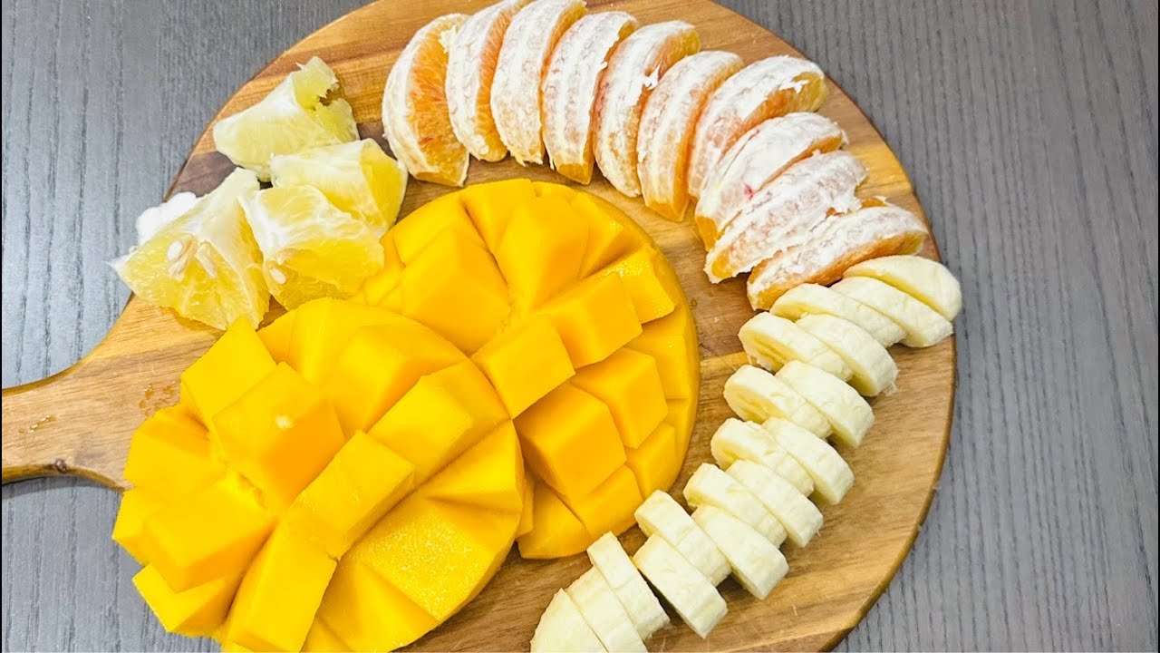 ️🌈CUTTING MANGO,ORANGE ,BANANA AND GRAPE POMELO #Fruits #asmr # ...