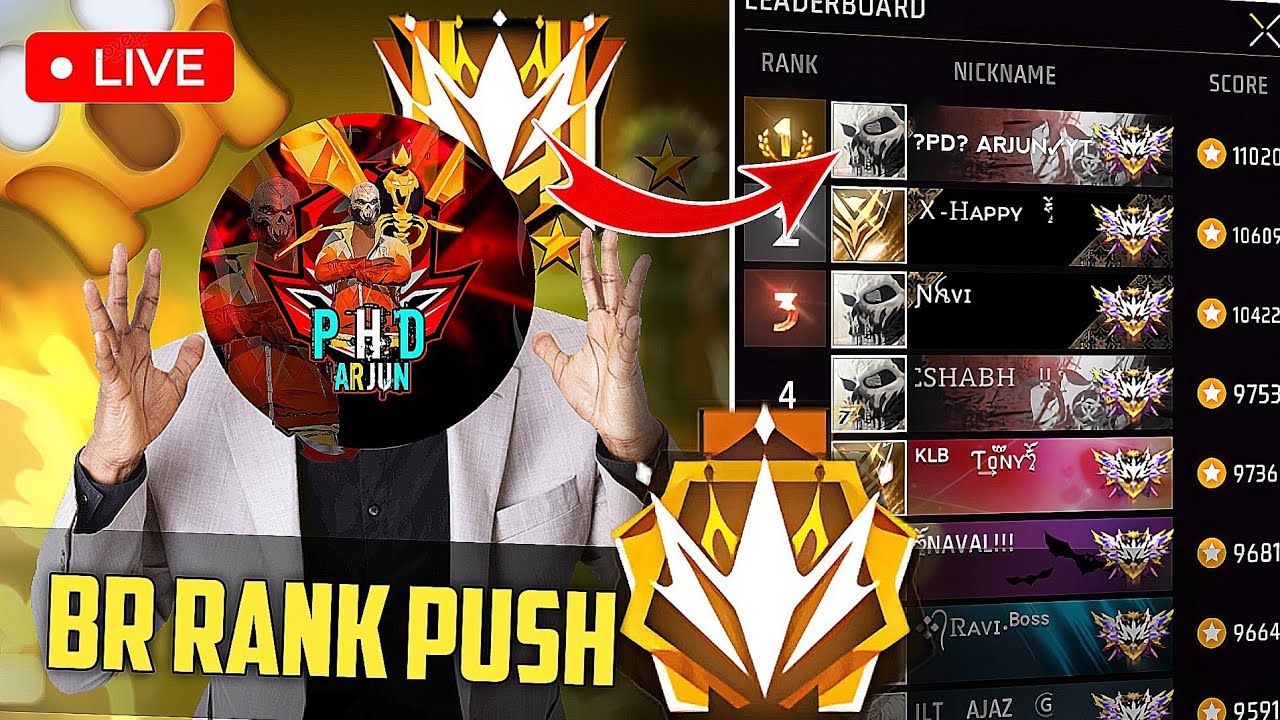 🔴[ LIVE ] BR RANK PUSH IN FREE FIRE MAX || BRONZE TO GRANDMASTER REGION ...