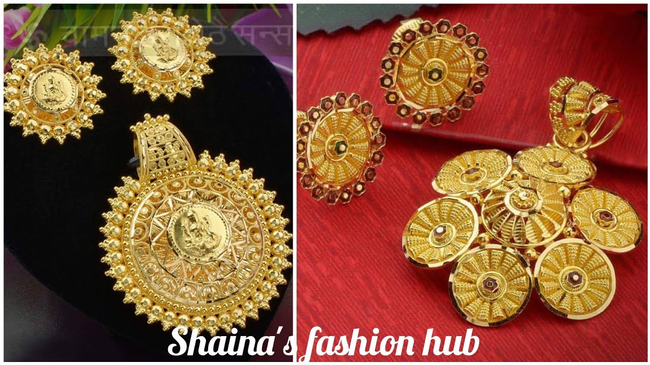 Beautiful Gold Matching Pendant Earring Design with weight - YouTube