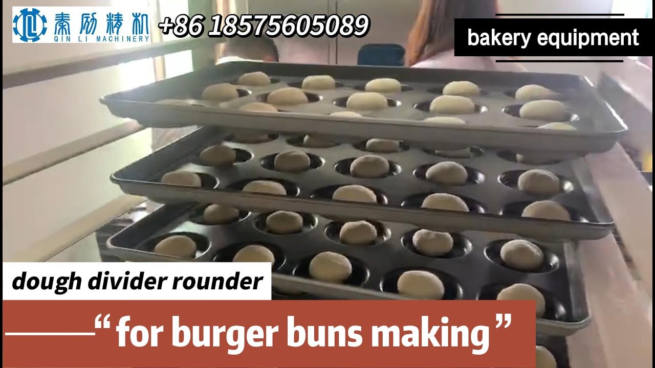 automatic dough divder rounder for burger buns making🍔 in China - YouTube