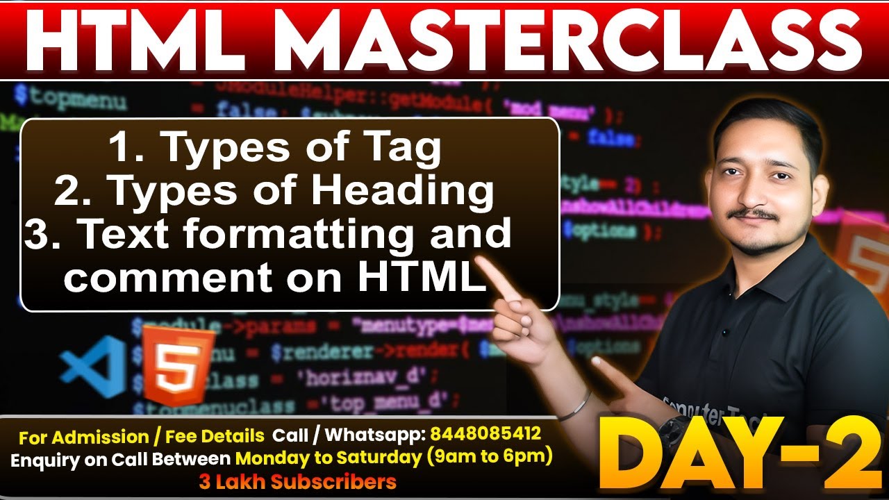 #2 HTML Day 2 Class | Types of HTML Tags | Types of Headings | Text ...