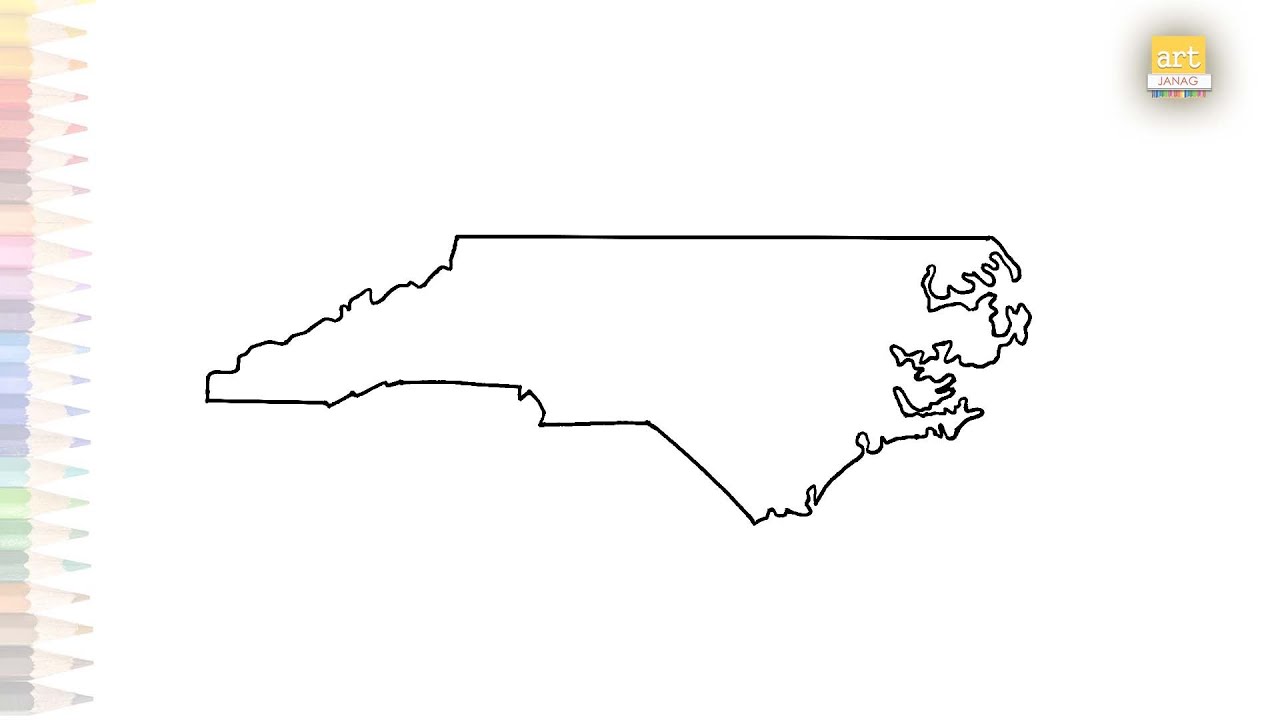 North Carolina Map drawing | Easy outline sketches | How to draw North ...