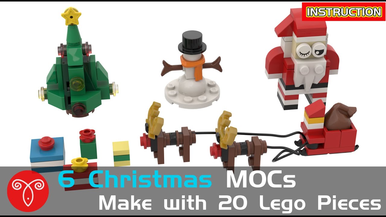6 Christmas MOCs Make With 20 Lego Pieces How to build Mini Santa ...