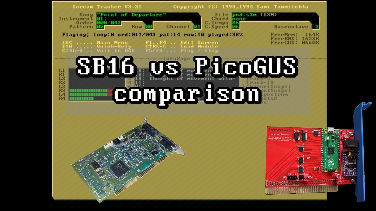 [MSDOS] Comparing PicoGUS to a Sound Blaster 16 CT2940 - YouTube