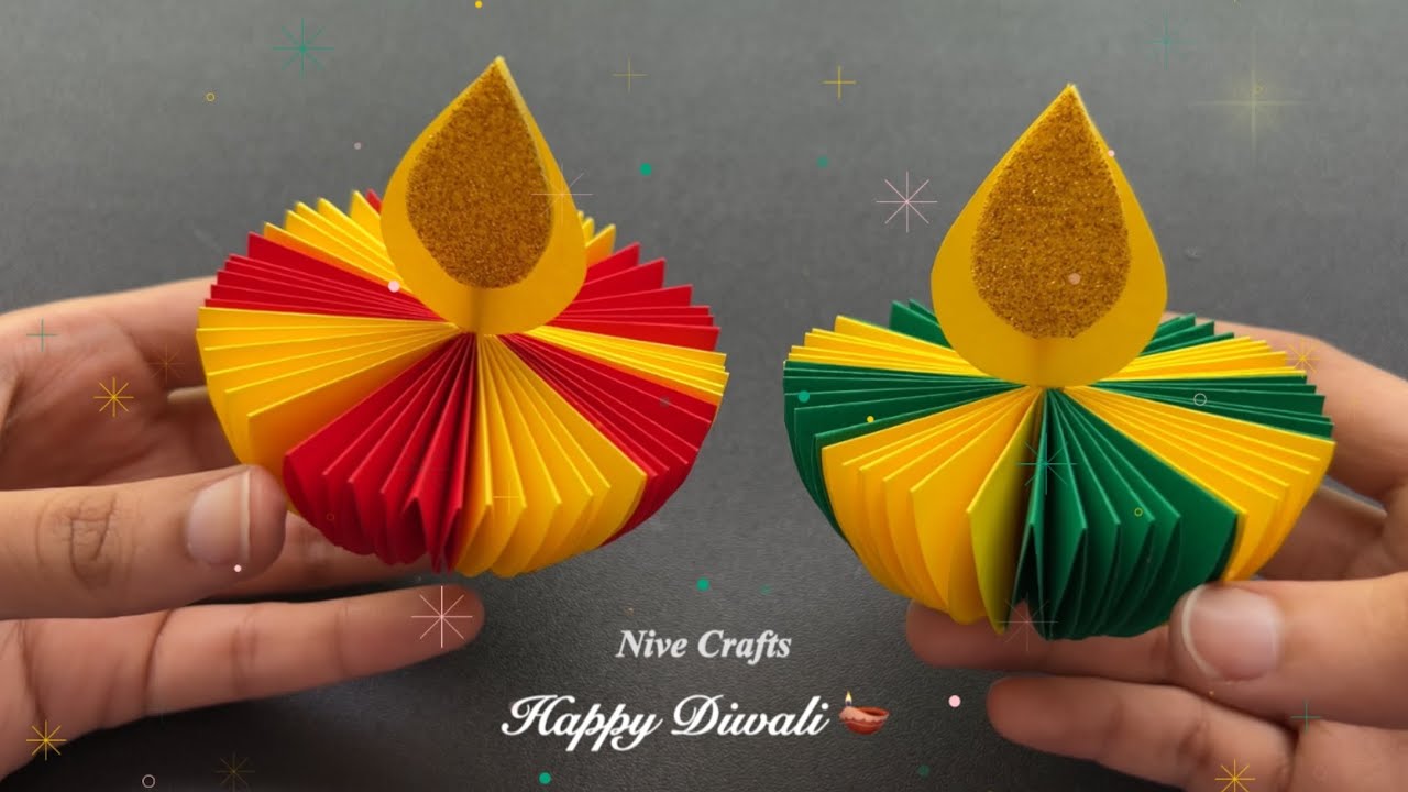 Diya making with paper / Diya decoration / Diwali decoration ideas ...