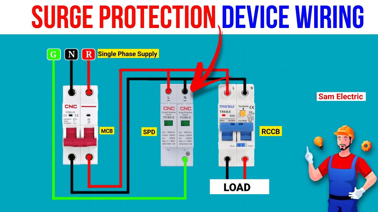 Single Phase Surge Protection Device (SPD) Wiring Connection l Sam ...