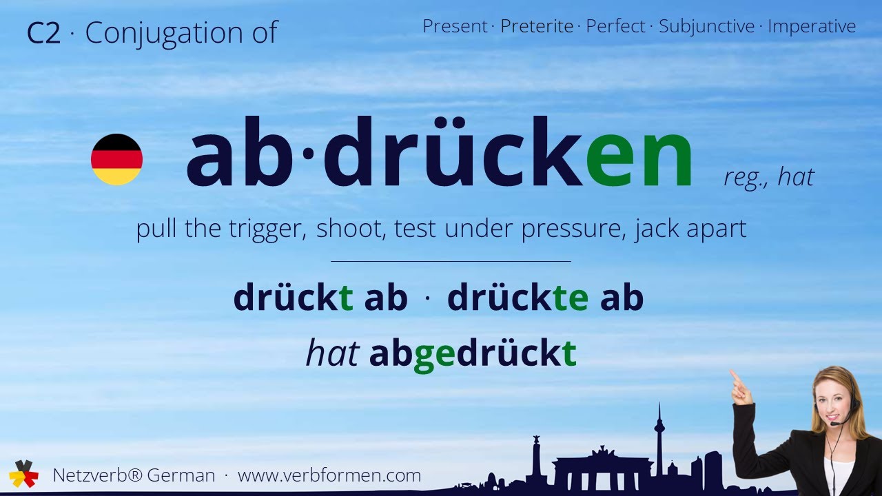 Conjugation of the verb "abdrücken" (reg., hat) - all tenses, learning ...